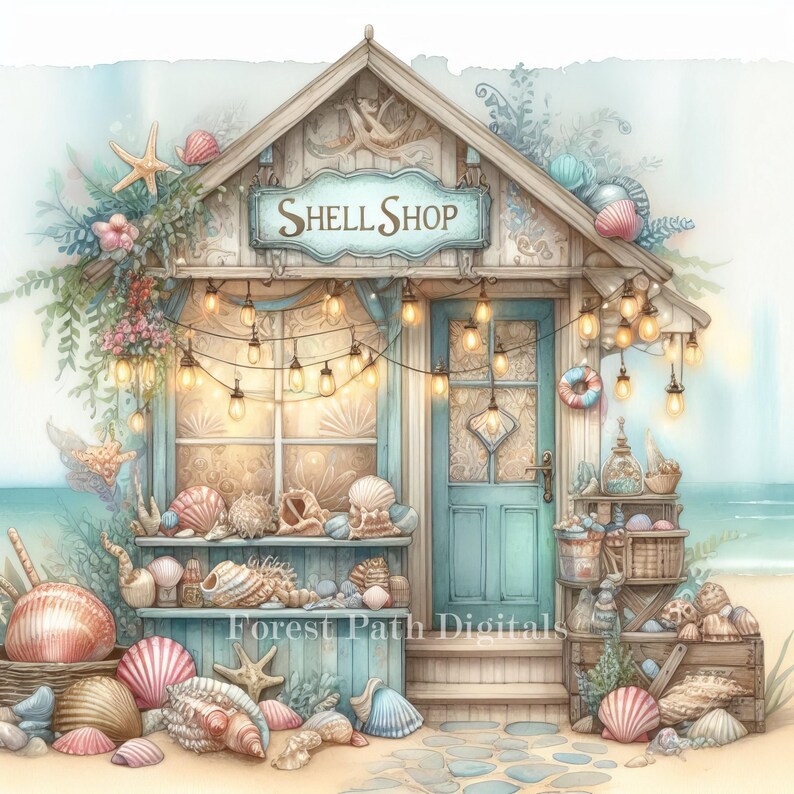 Shell Shop - Clip Art Bundle, Digital Files Download, Whimsical ...