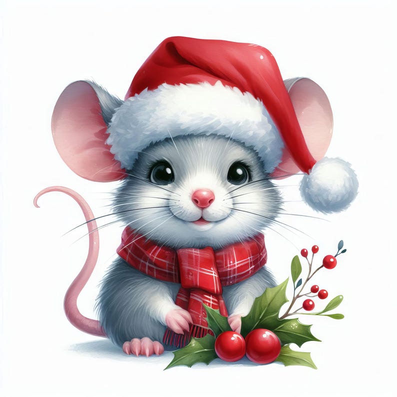 Sweet Christmas Mouse - Clip Art Bundle, Digital Files Download ...