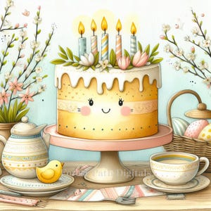 Spring Birthday Cake -clip Art Bundle, Digital Files Download ...