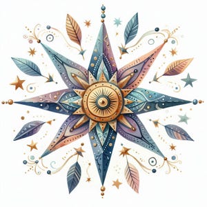 Boho Stars - Clip Art Bundle, Digital Image Files Download, Whimsical ...