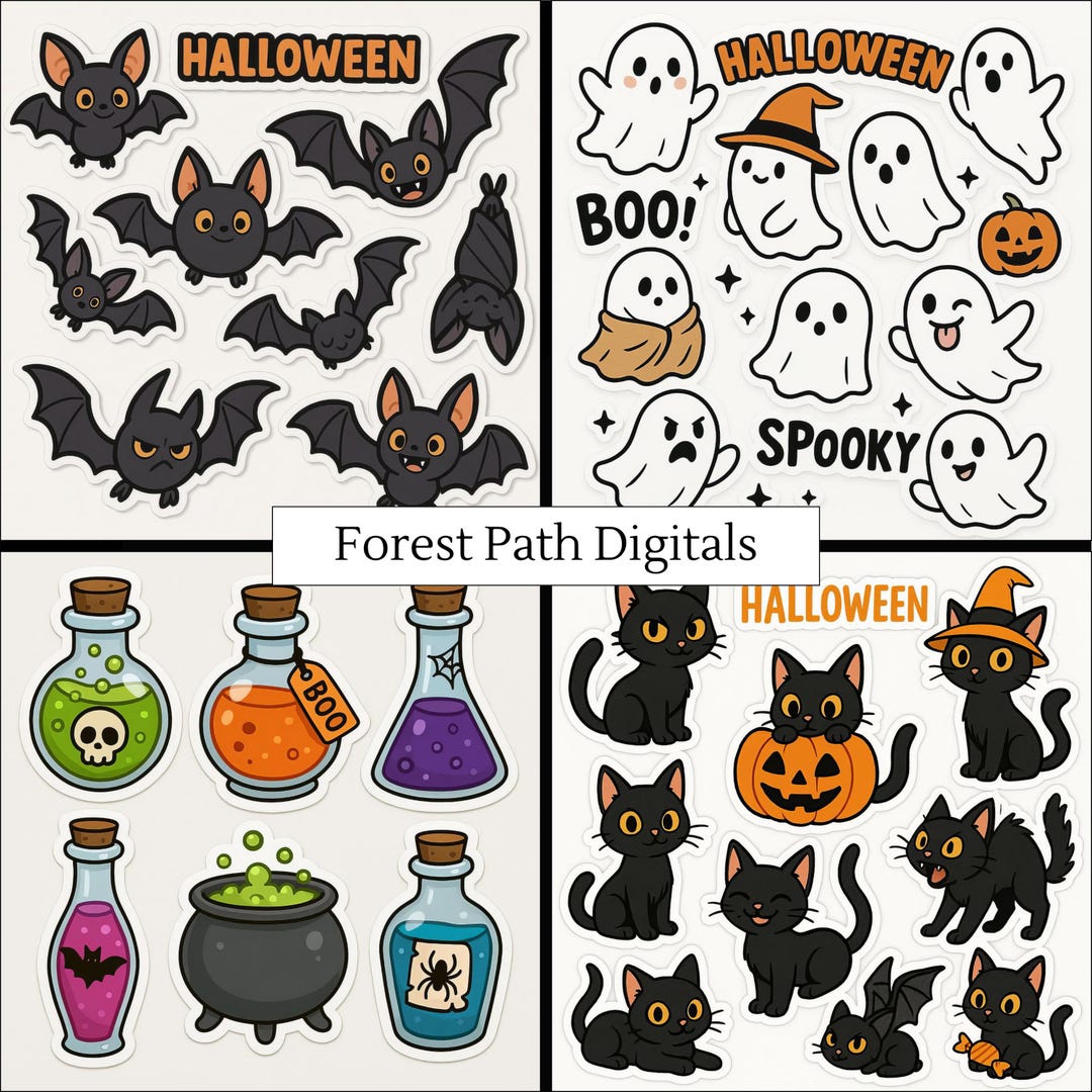 Fussy Cut Halloween Kit V1- Clip Art Bundle, Digital Art, DIY, Images ...