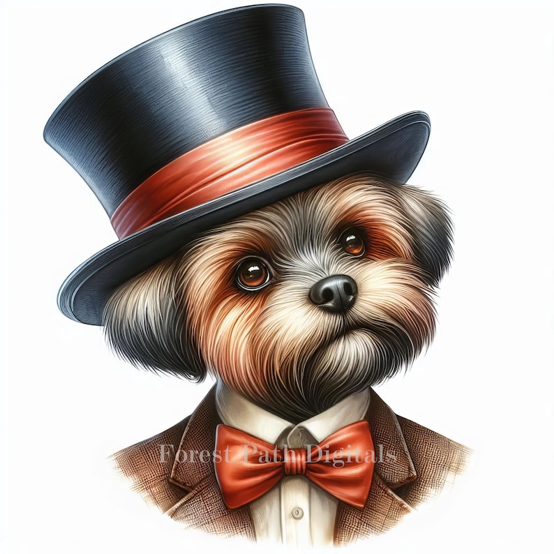 Dapper Dog - Clip Art Bundle, Digital Files Download, Whimsical ...