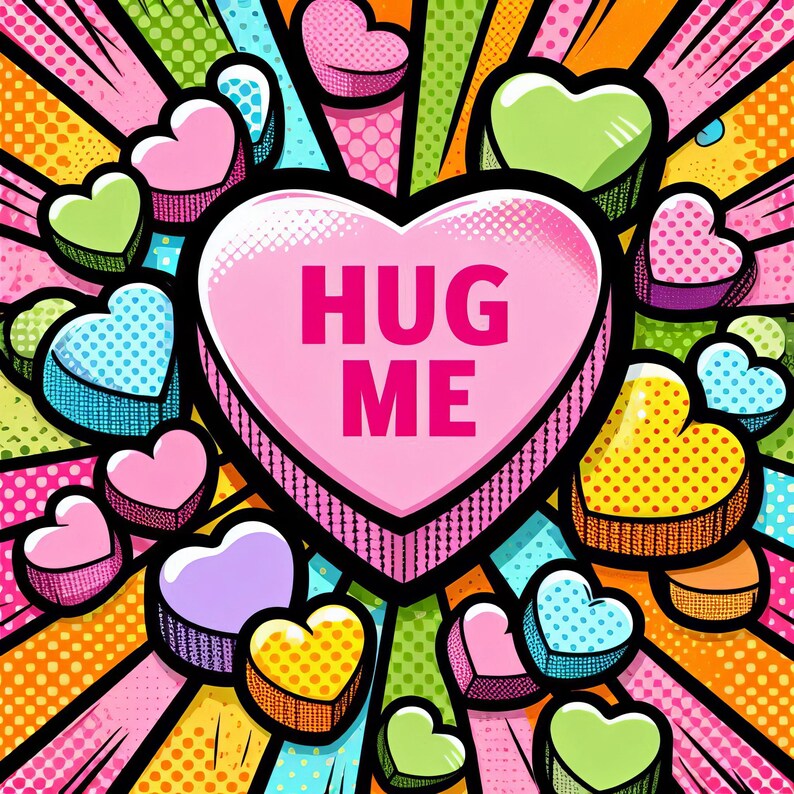 Pop Art Heart Candy- Clip Art Bundle, Digital Download, Whimsical, Y2K ...