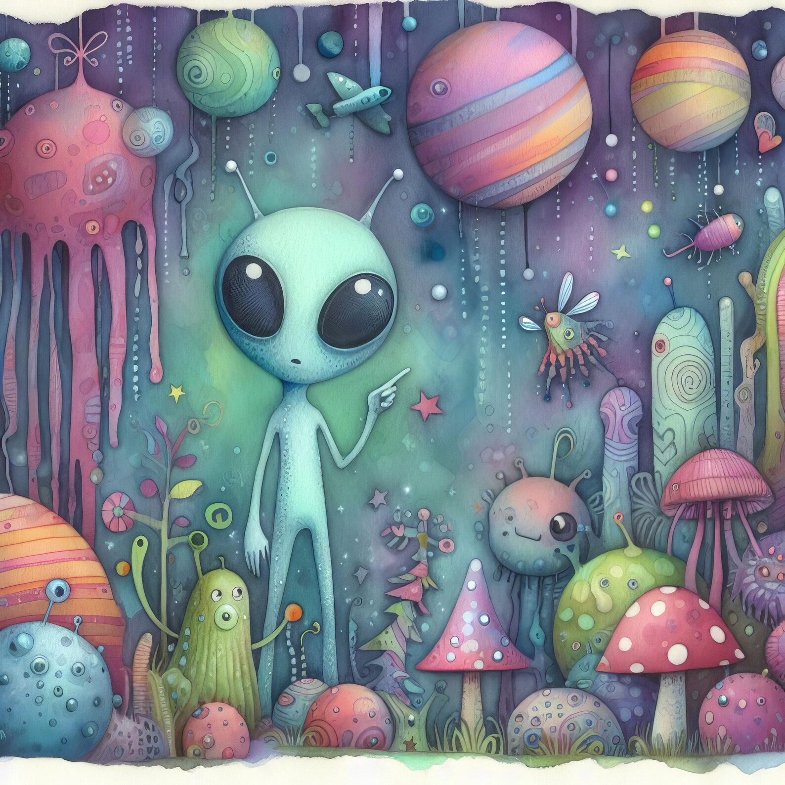 Whimsical Alien Paper - Clip Art Bundle, Digital Download, Outer Space ...