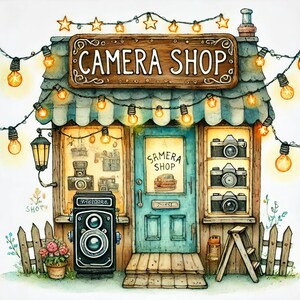 Camera Shop- Clip Art Bundle, Digital Download, Digital Files, Digital Images, Wall Art, Quirky ...