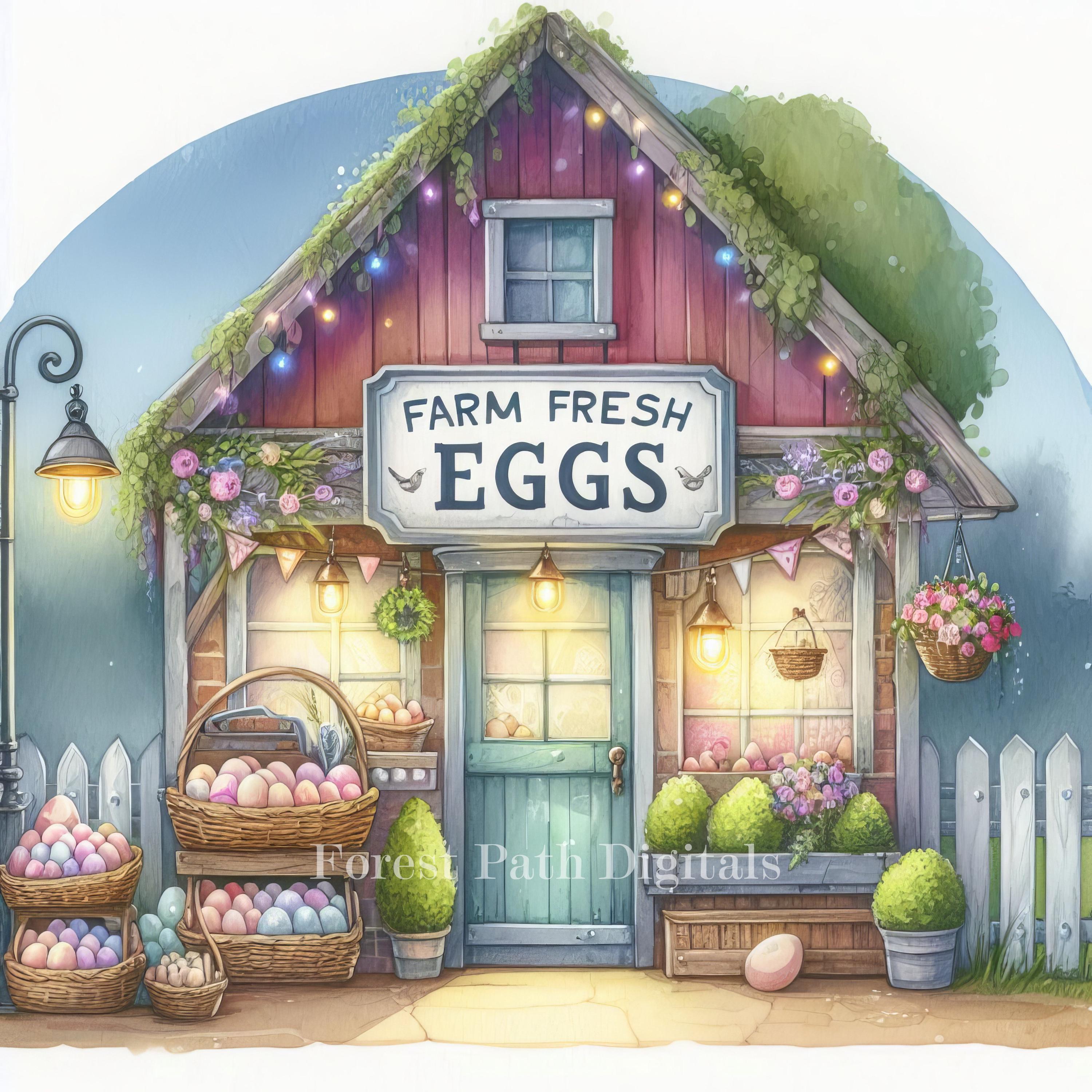 Farm Fresh Egg Shop- Clip Art Bundle, Digital Download Files Images ...