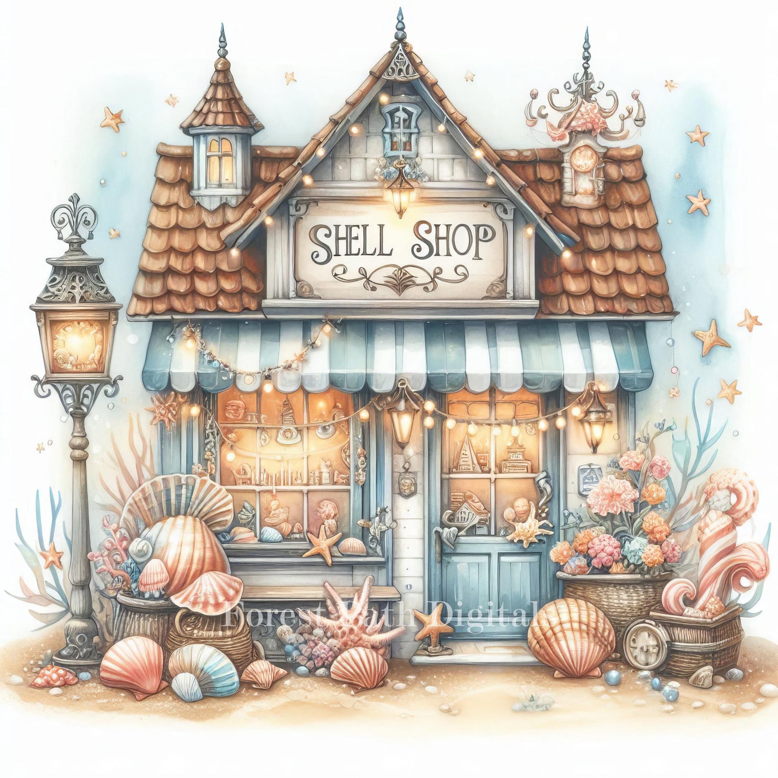 Shell Shop - Clip Art Bundle, Digital Files Download, Whimsical ...