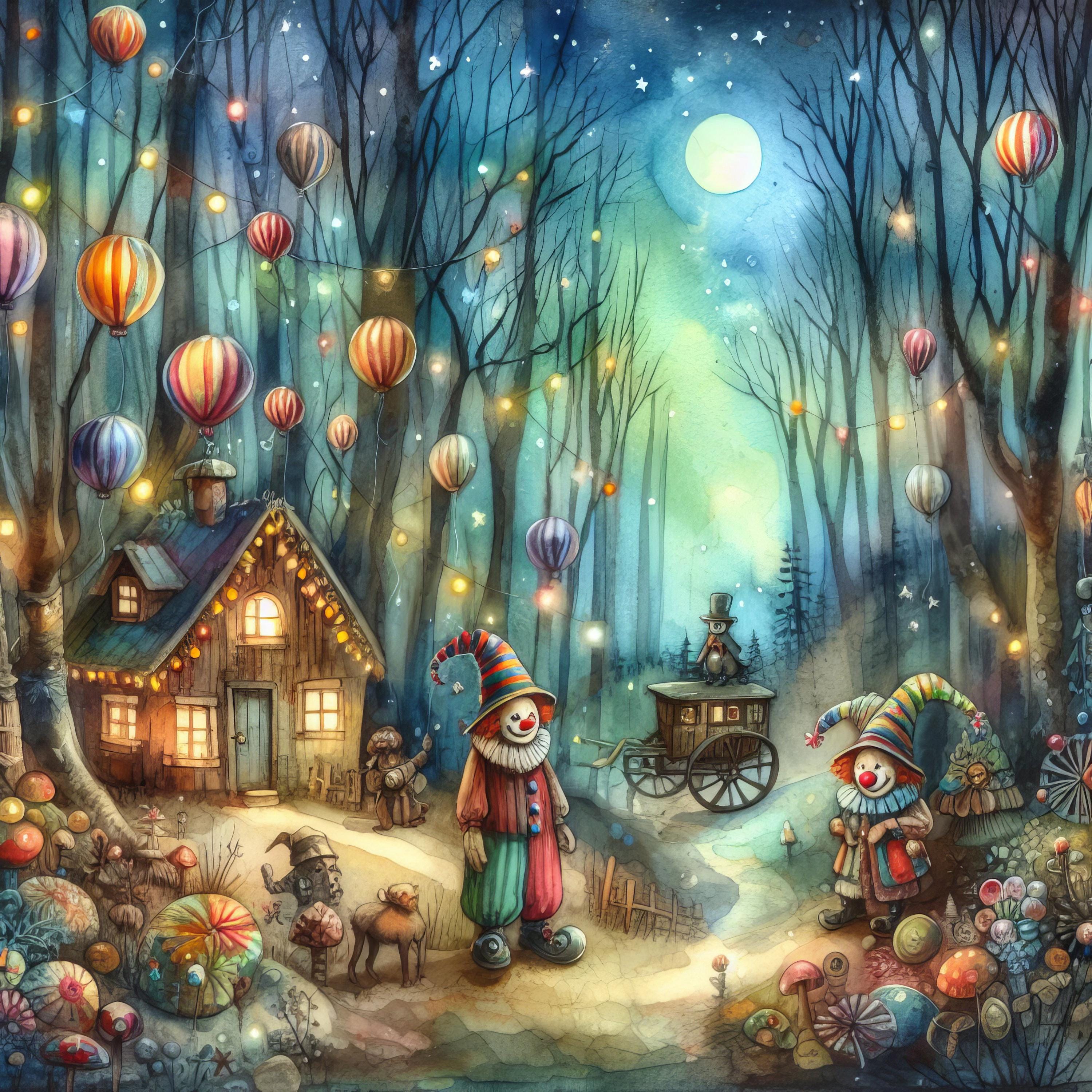 Magical Clown Forest - Clip Art Bundle, Digital Download, Digital Files ...