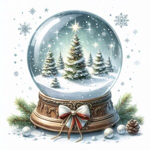 Classic Christmas Snow Globe - Clip Art Bundle, Digital Download ...