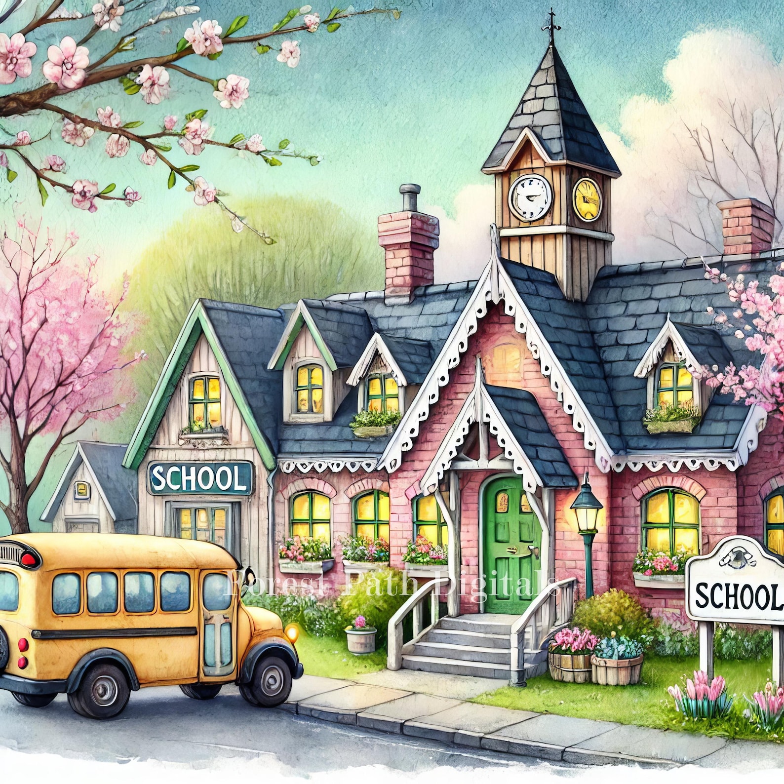 School House - Clip Art Bundle, Digital Download, Digital Files ...