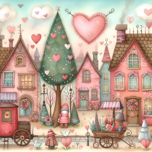 Whimsical Valentine's Day Town - Clip Art Bundle, Digital Download ...