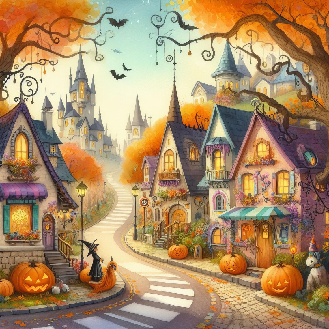 Whimsical Halloween Town - Clip Art Bundle, Digital Download, Digital ...
