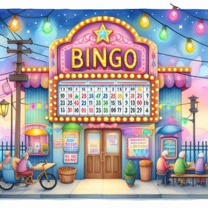 Bingo Hall - Clip Art Bundle, Digital Files Image Download, Whimsical ...