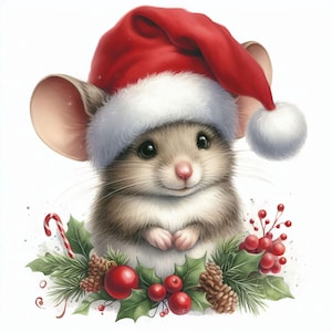 Sweet Christmas Mouse - Clip Art Bundle, Digital Files Download ...