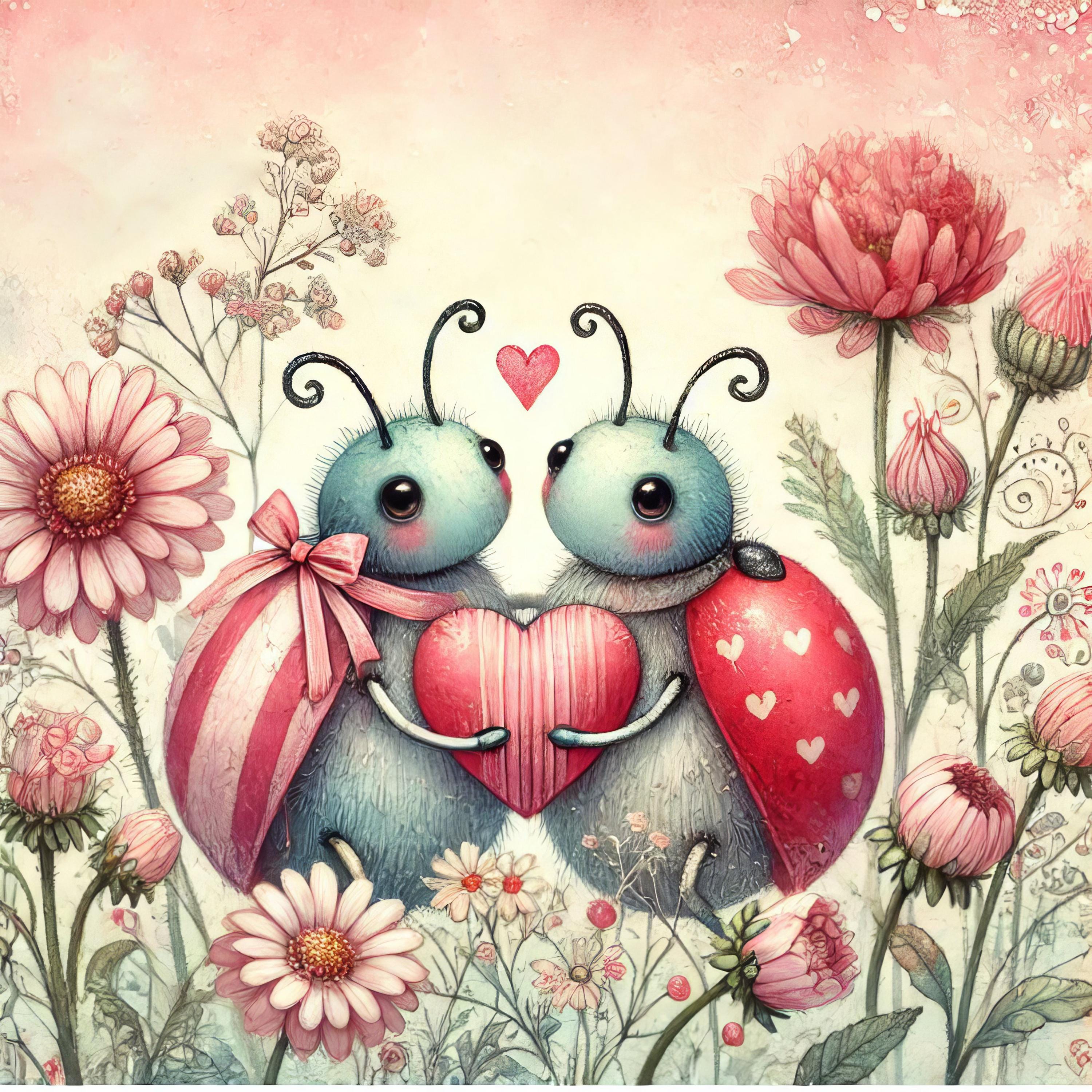 Shabby Chic Love Bugs - Clip Art Bundle, Digital Download, Digital ...