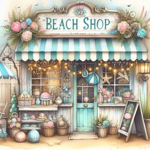 Beach Shop - Clip Art Bundle, Digital Files Images Download, Whimsical ...
