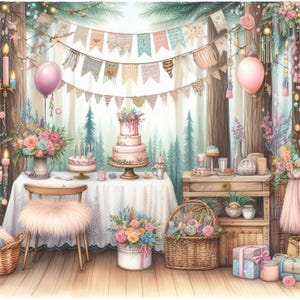 Boho Birthday Dreams Forest- Clip Art Bundle, Digital Download, Digital ...