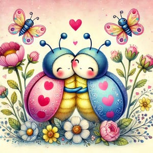 Shabby Chic Love Bugs Clip Art Bundle, Digital Download, Digital Files ...