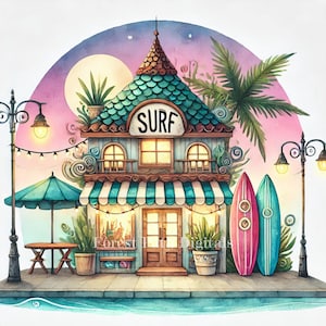 Surf Shop - Clip Art Bundle, Digital Download, Digital Files, Whimsical ...