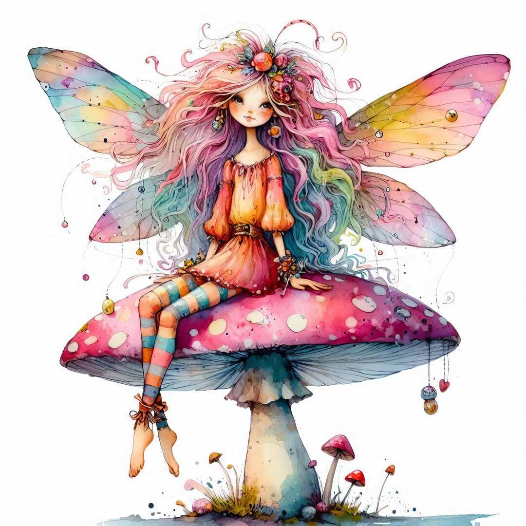 Quirky Mushroom Fairy - Clip Art Bundle, Digital Download, Digital ...