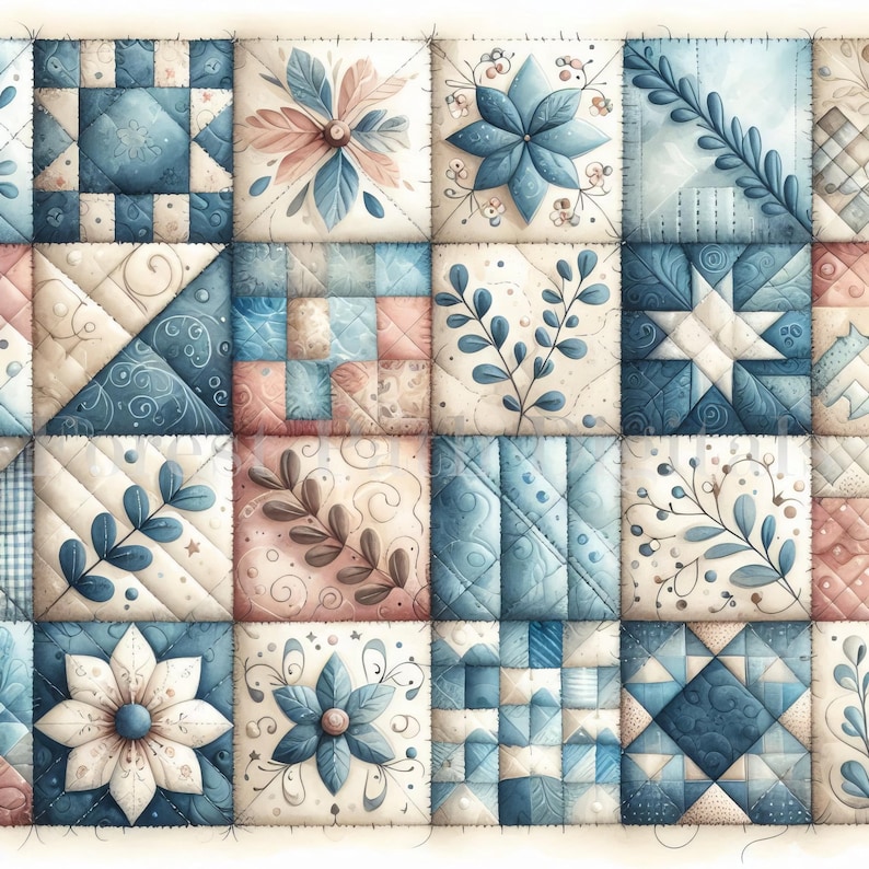 Patchwork Quilt- Clip Art Bundle, Digital Download, Digital Files, Digital Images, Wall Art ...