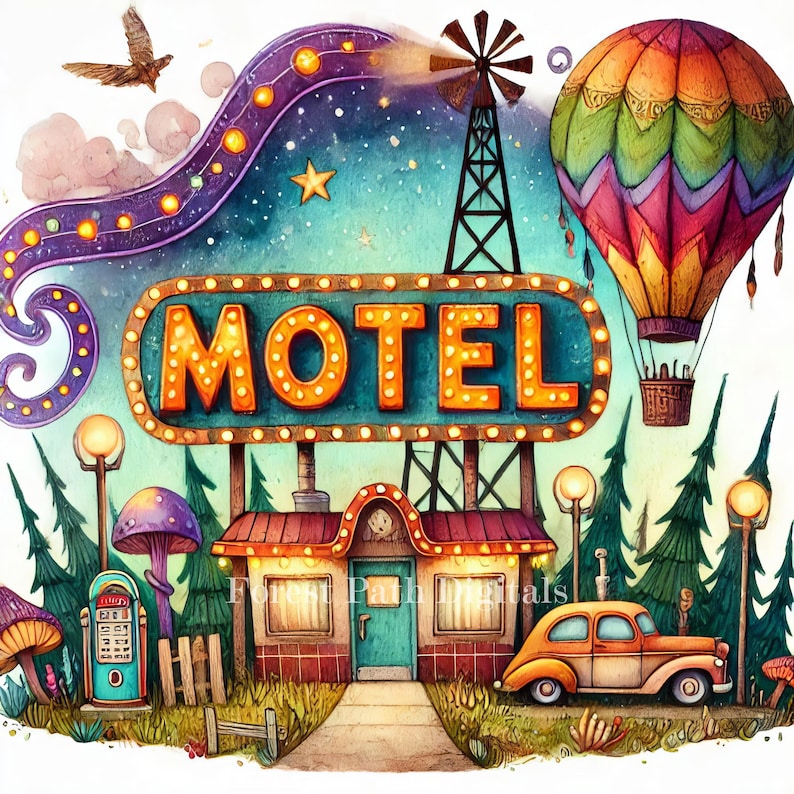 Motel - Clip Art Bundle, Digital Download, Digital Files, Whimsical ...