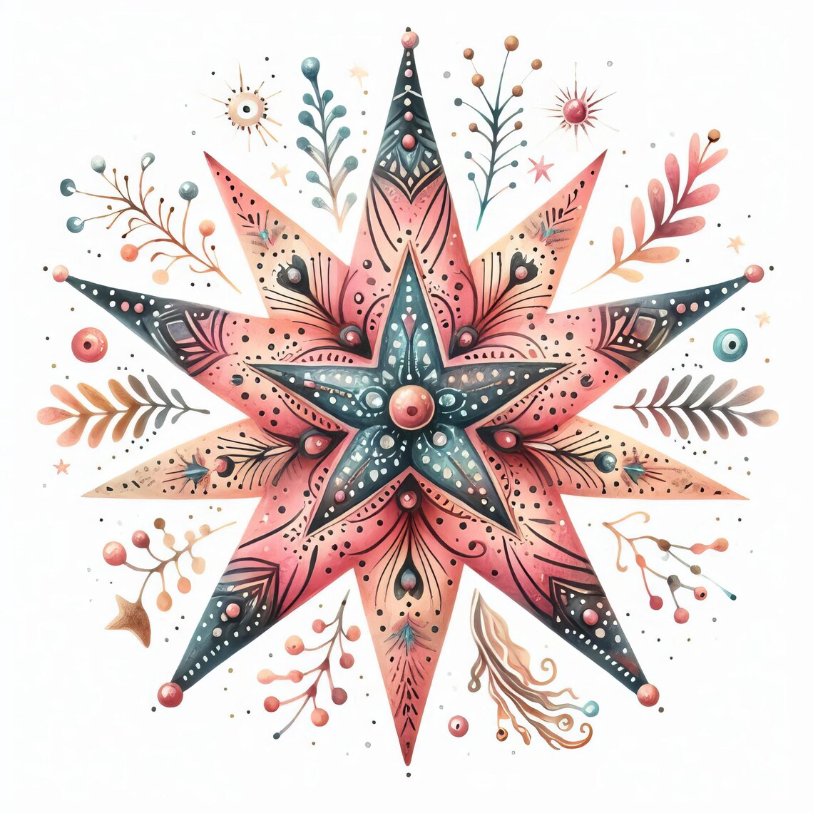 Boho Stars - Clip Art Bundle, Digital Image Files Download, Whimsical ...