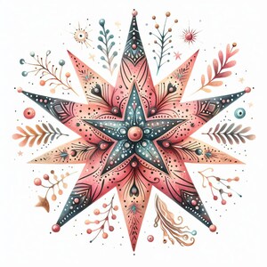 Boho Stars - Clip Art Bundle, Digital Image Files Download, Whimsical ...
