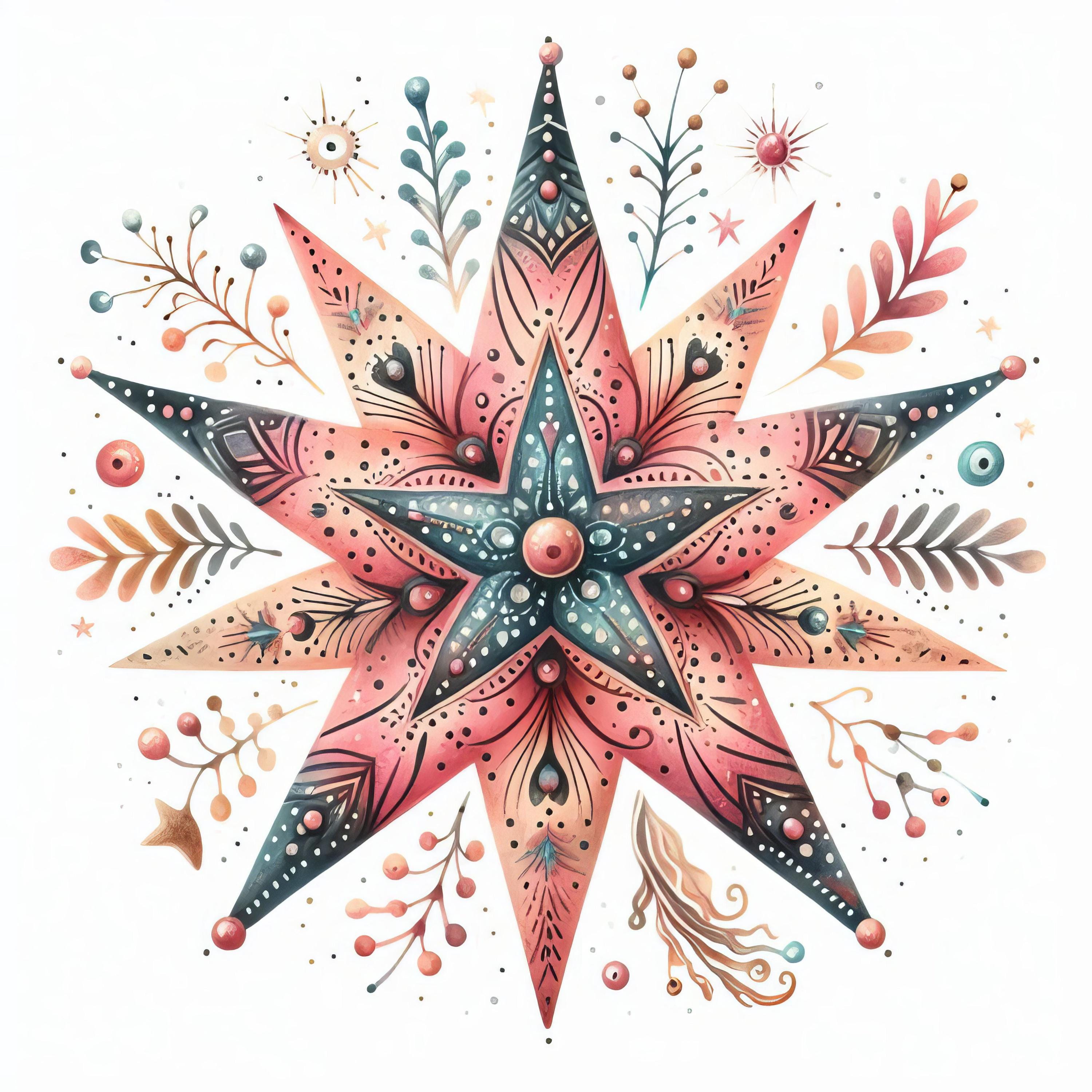 Boho Stars - Clip Art Bundle, Digital Image Files Download, Whimsical ...