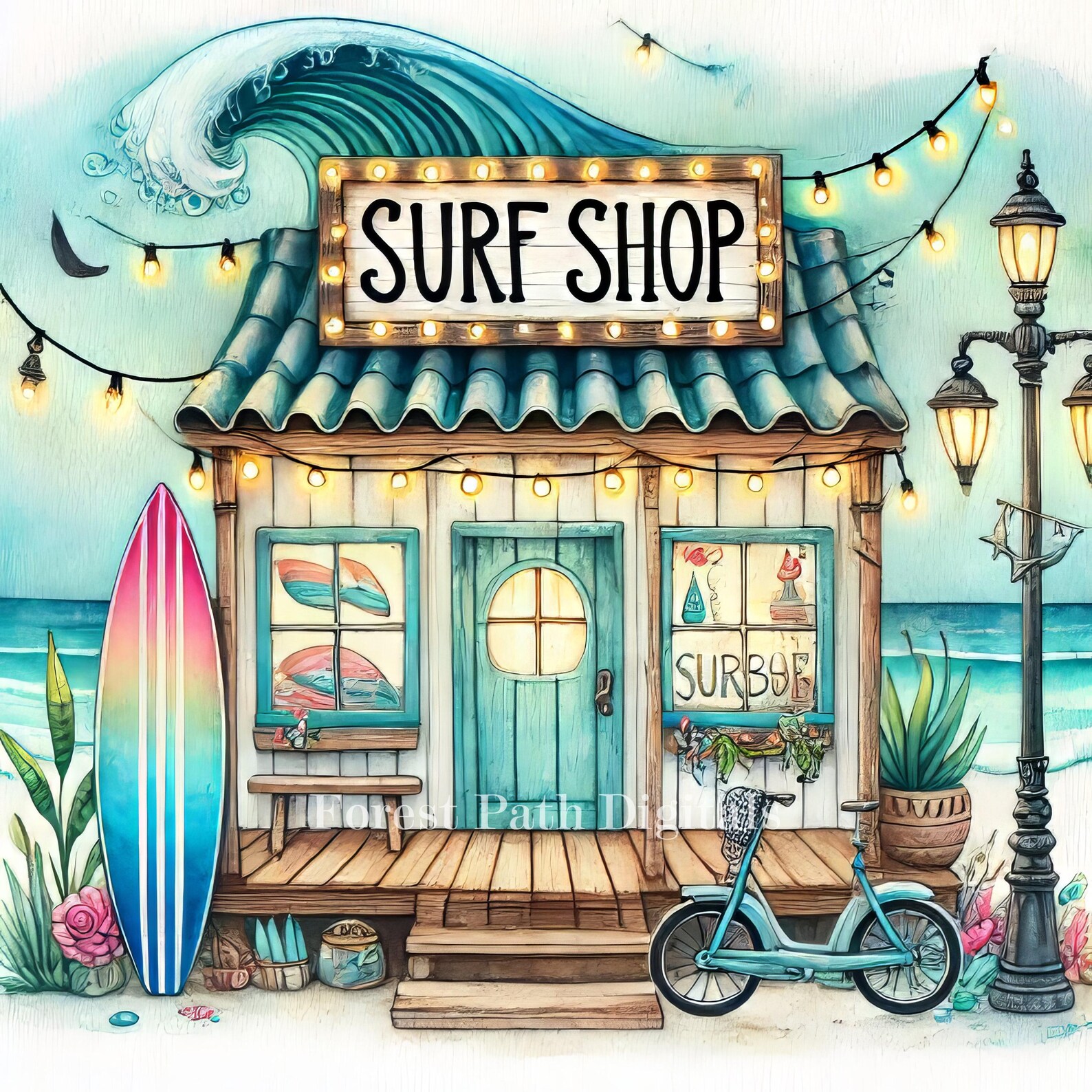 Surf Shop - Clip Art Bundle, Digital Download, Digital Files, Whimsical ...