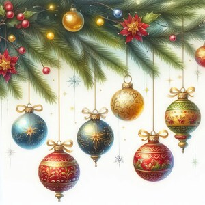 Classic Christmas Ornaments - Clip Art Bundle, Digital Download ...