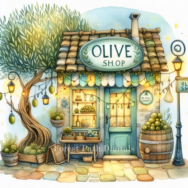 Olive Shop- Clip Art Bundle, Digital Files Images Download, Whimsical ...