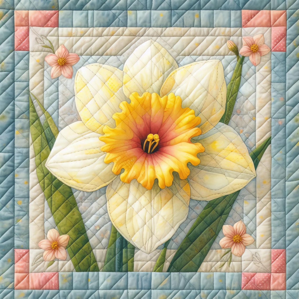Daffodil Quilt- Clip Art Bundle, Digital Download, Digital Files ...
