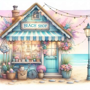Beach Shop - Clip Art Bundle, Digital Files Images Download, Whimsical ...