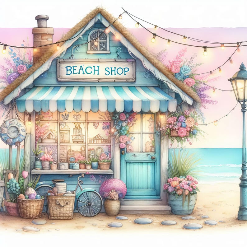 Beach Shop - Clip Art Bundle, Digital Files Images Download, Whimsical ...