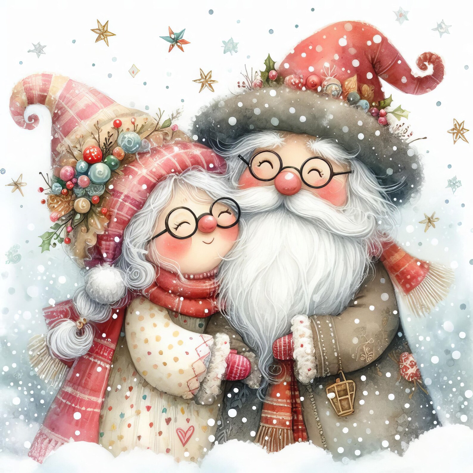 Mr. and Mrs. Claus Hugging - Clip Art Bundle, Digital Download, Digital Files, Whimsical, Xmas ...