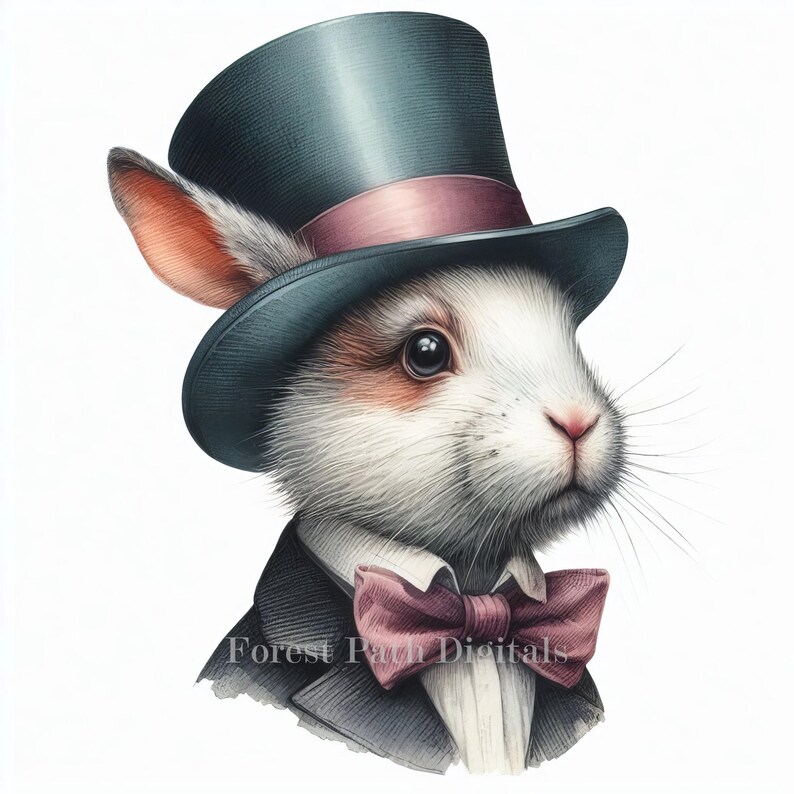 Dapper Bunny - Clip Art Bundle, Digital Files Download, Whimsical ...