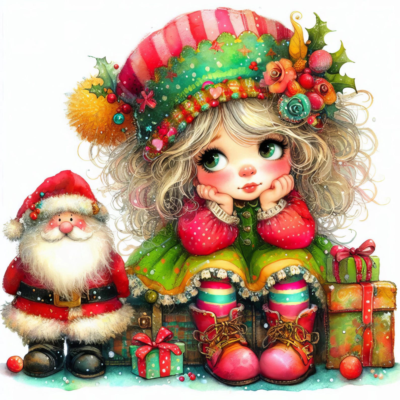 Waiting for Santa Clip Art Bundle, Digital Download, Digital Files ...