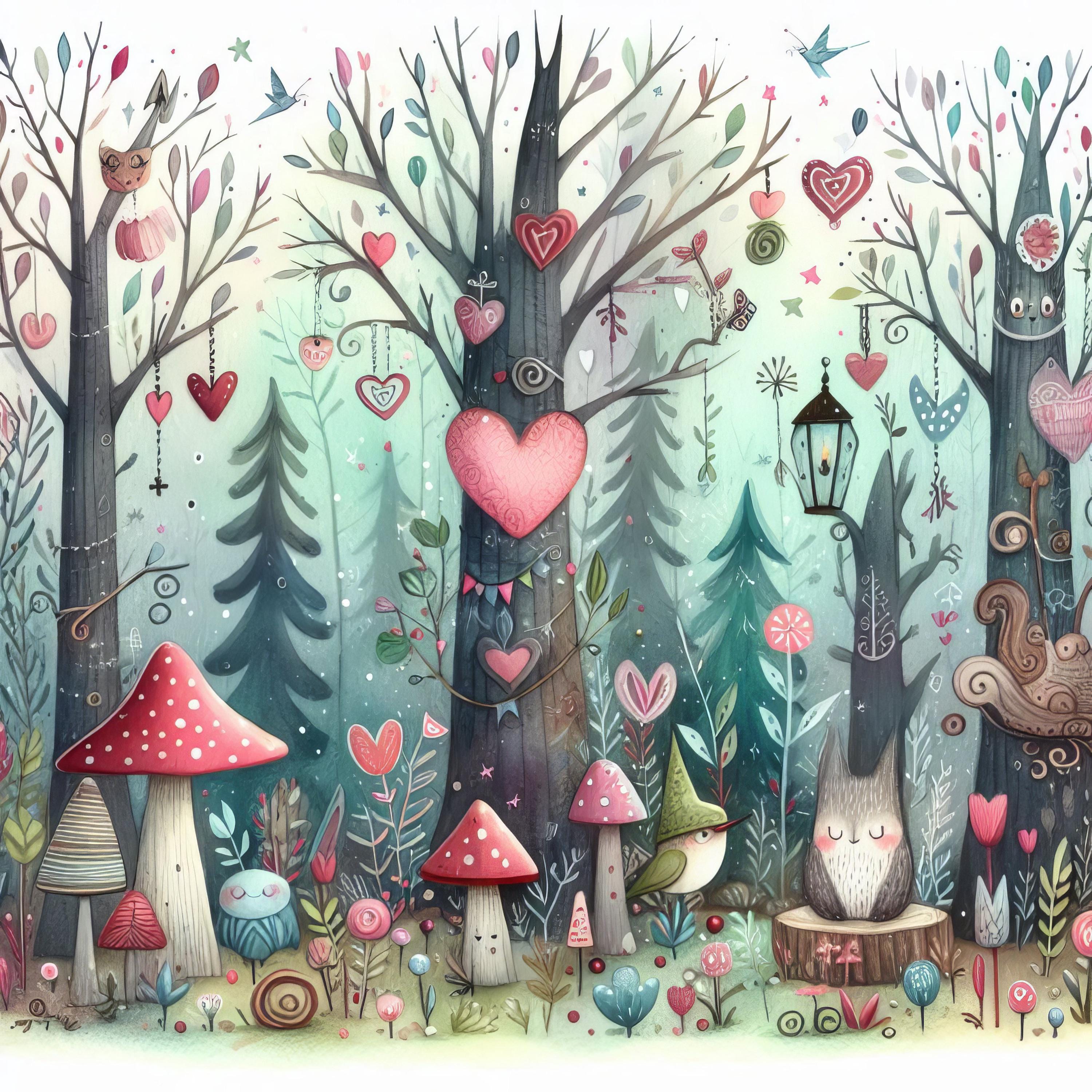 Magical Valentine's Day Forest - Clip Art Bundle, Digital Download ...