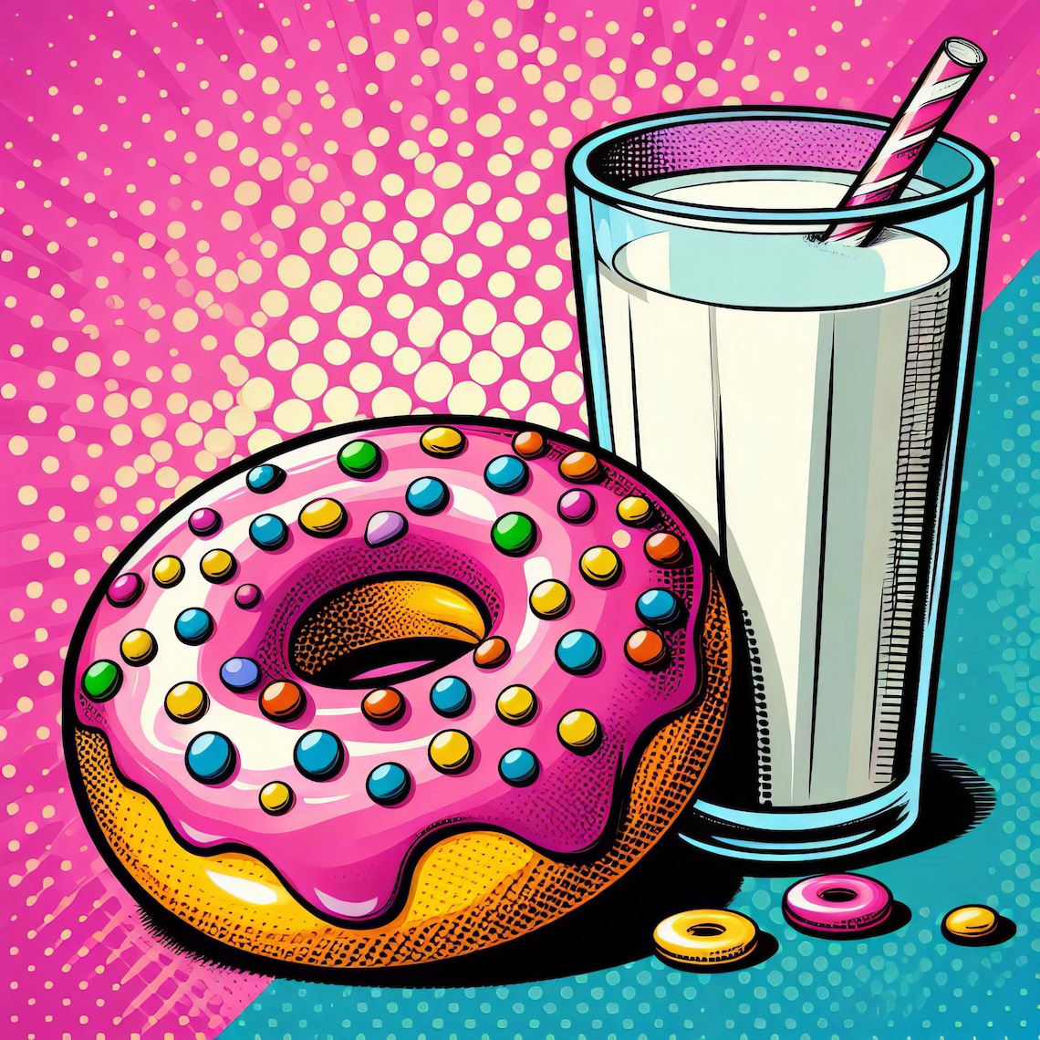 Pop Art Donut - Digital Clip Art Bundle, Whimsical, Avant-garde, Kitch ...