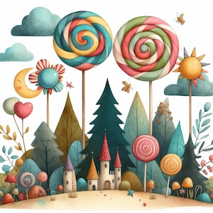 Magical Lollipop Forest - Clip Art Bundle, Digital Download, Digital ...