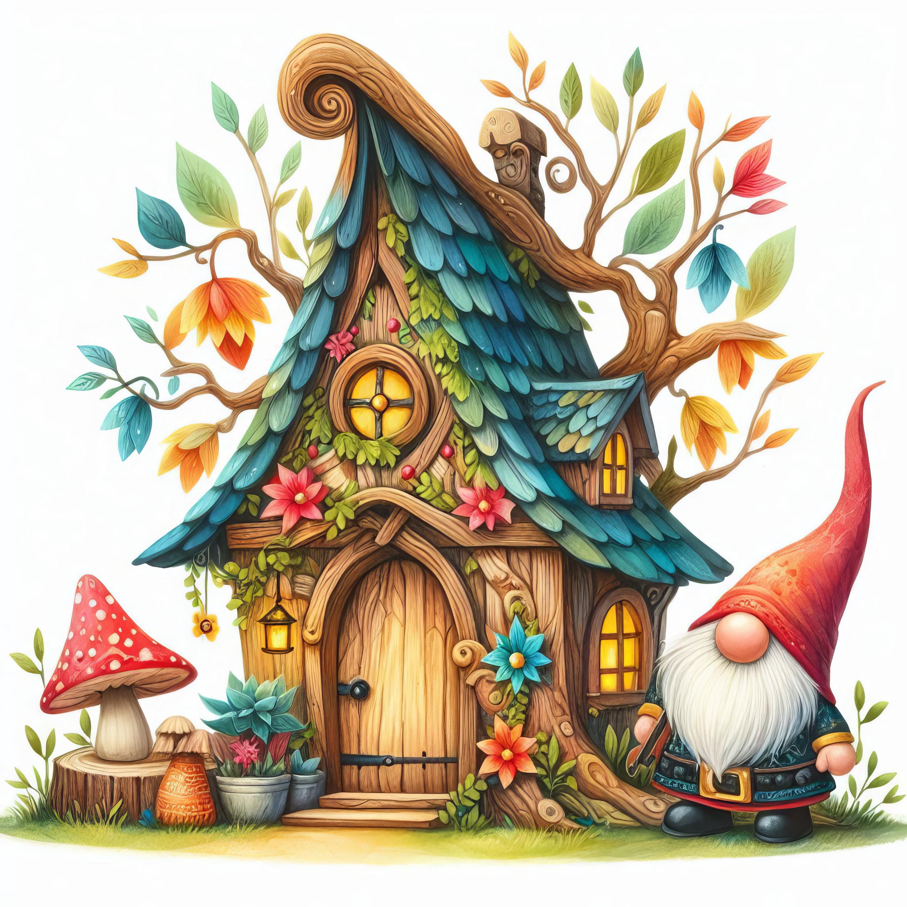 Whimsical Gnome House- Clip Art Bundle, Digital Download, Digital Files ...