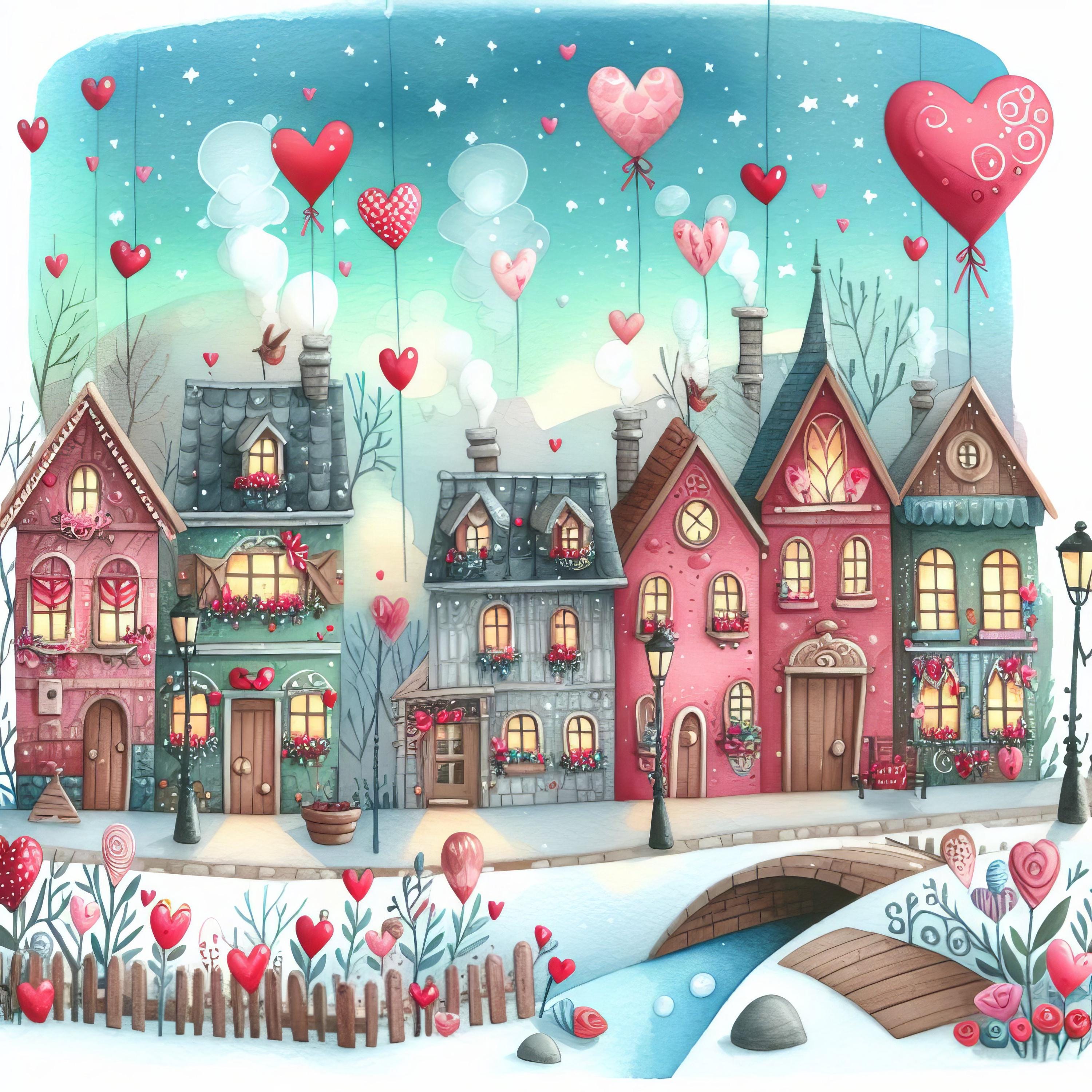 Whimsical Valentine's Day Town - Clip Art Bundle, Digital Download ...
