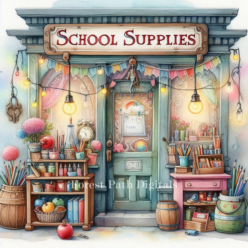 School Supplies Shop - Clip Art Bundle, Digital Download, Digital Files ...