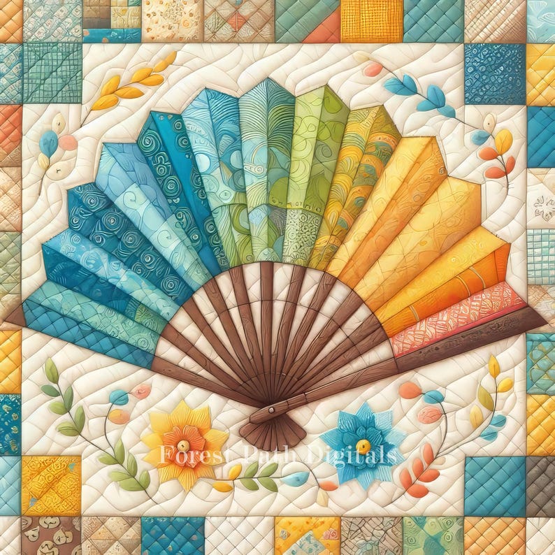 Fan Quilt - Clip Art Bundle, Digital Download, Digital Files, Digital ...