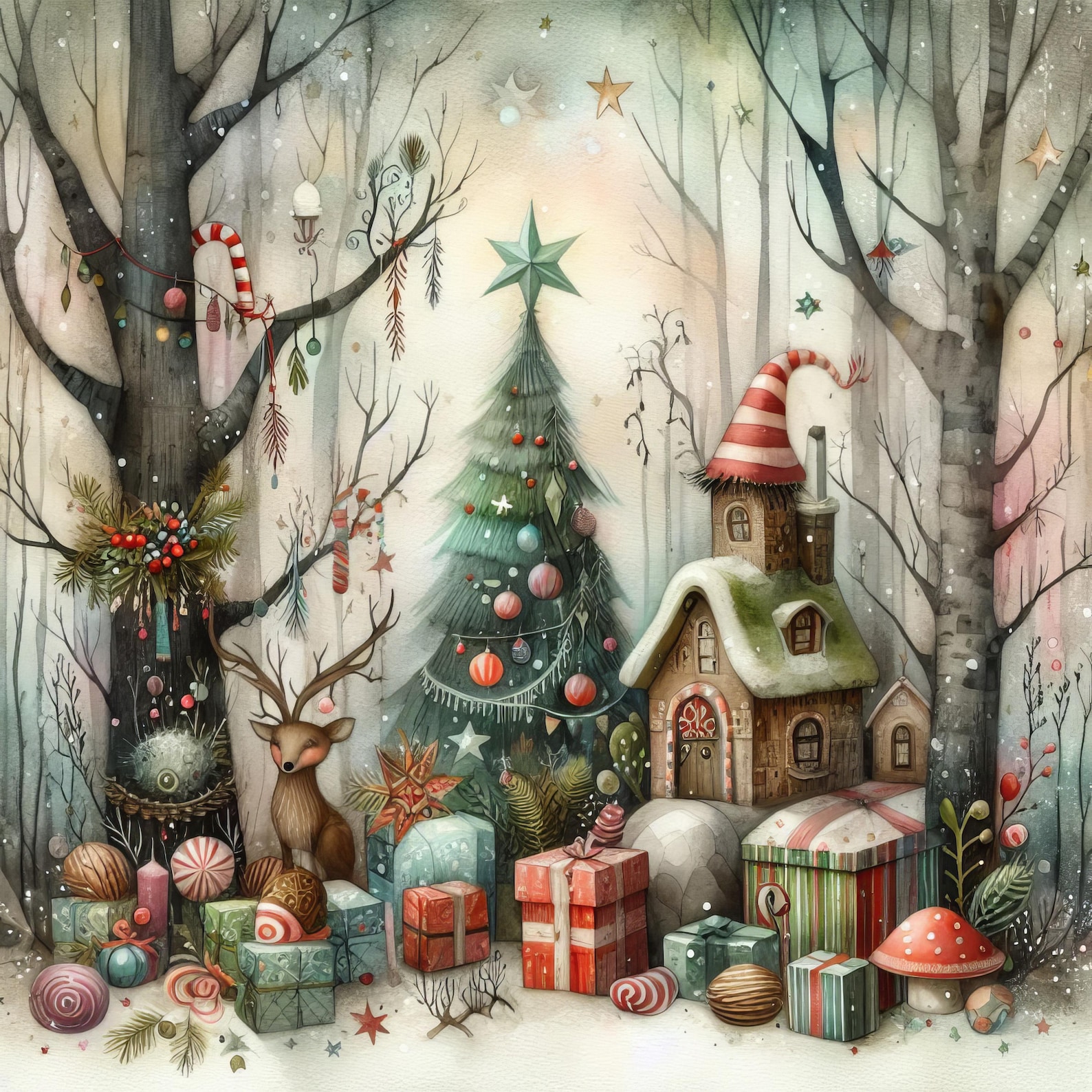 Whimsical Christmas Forest - Clip Art Bundle, Digital Download, Digital ...