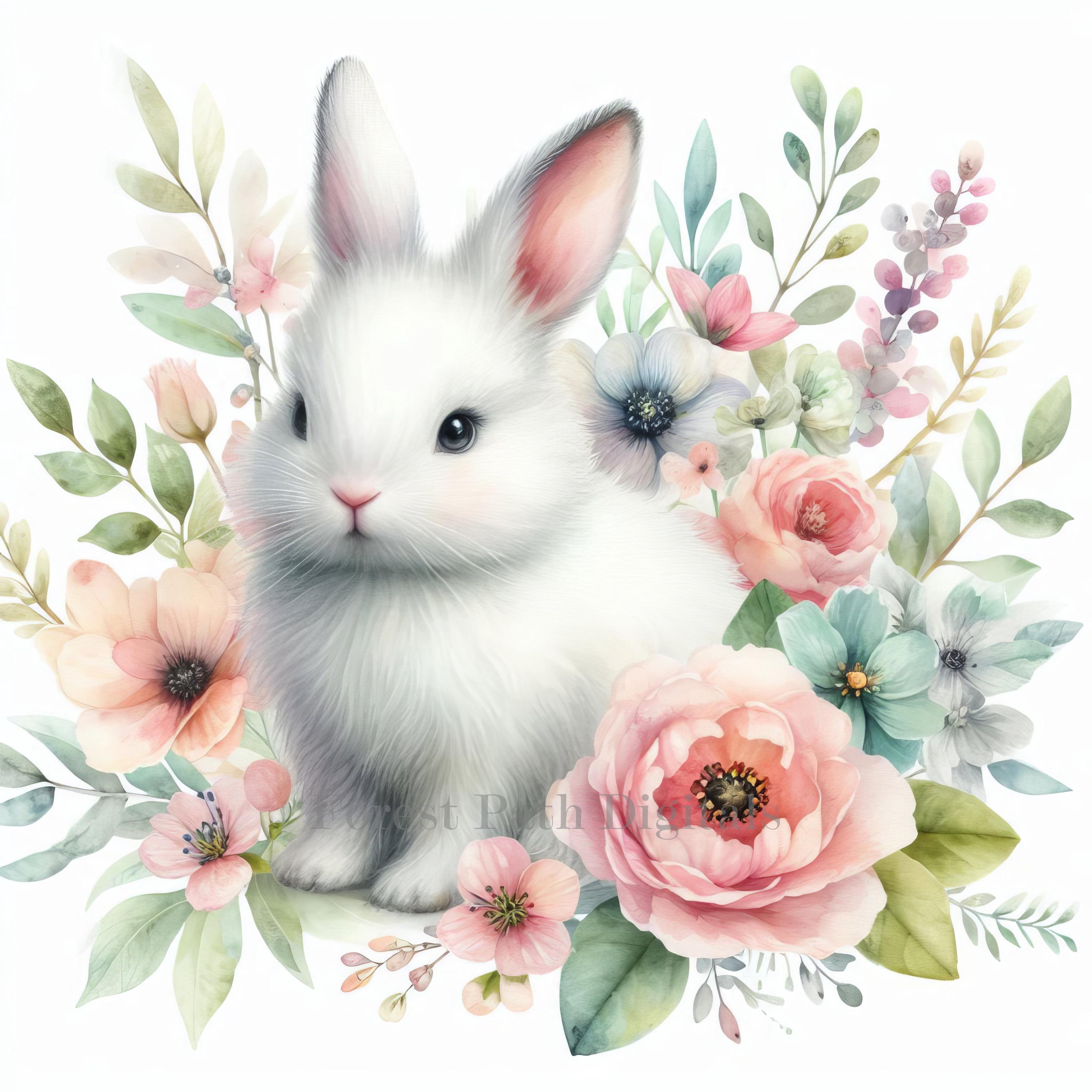Floral Bunny - Clip Art Bundle, Digital Download, Digital Files ...
