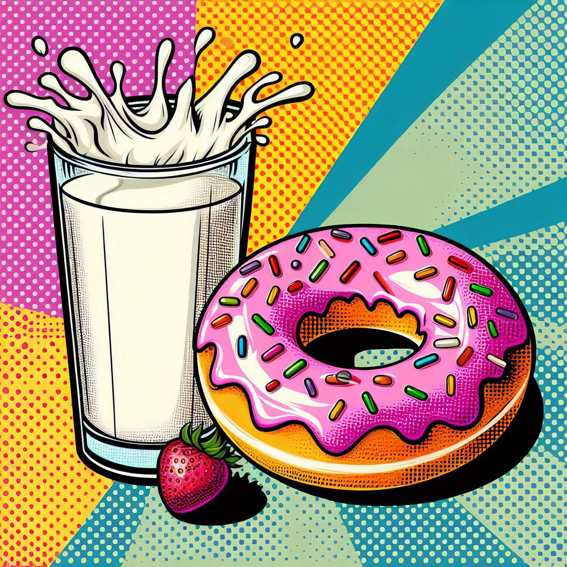 Pop Art Donut - Digital Clip Art Bundle, Whimsical, Avant-garde, Kitch ...
