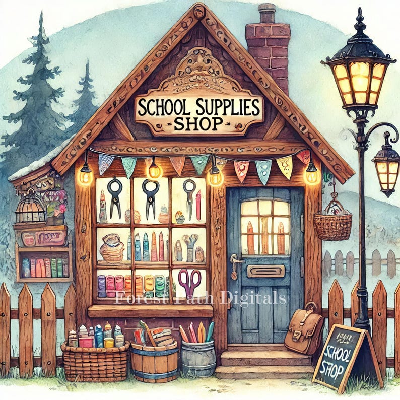 School Supplies Shop - Clip Art Bundle, Digital Download, Digital Files ...