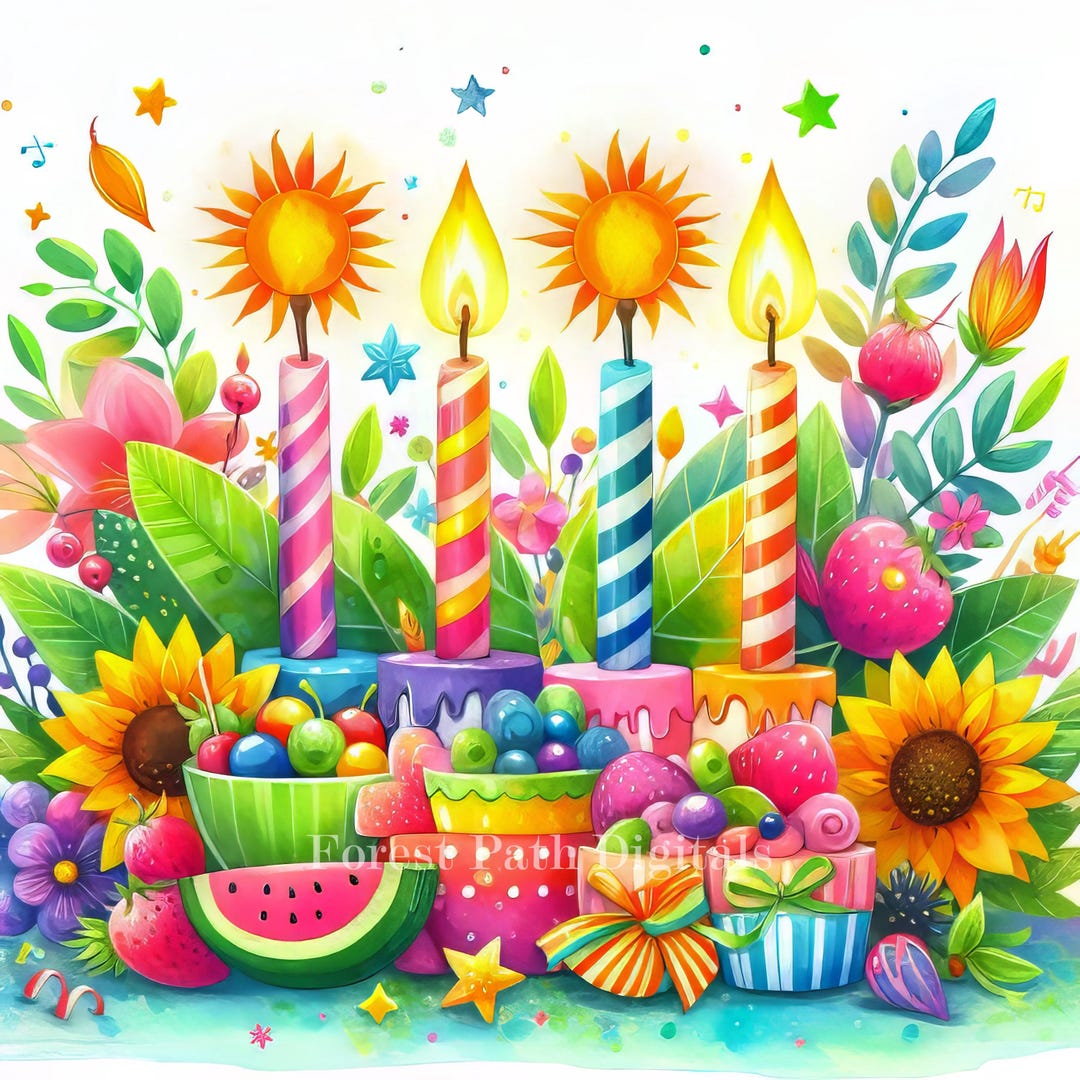 Summer Birthday Candles -clip Art Bundle, Digital Files Download ...